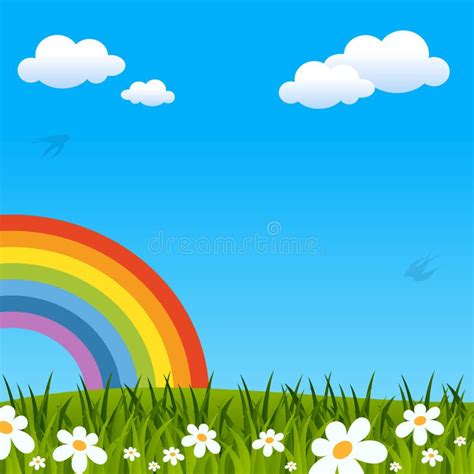 Spring Background With Rainbow Stock Vector Illustration Of Season