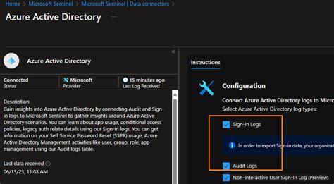 Azure Active Directory Connector Logs Activation For Microsoft Sentinel