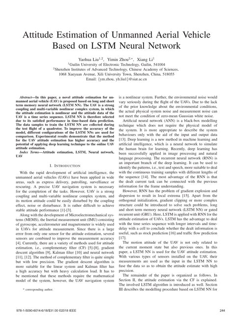 Pdf Attitude Estimation Of Unmanned Aerial Vehicle Based On Lstm Neural Network
