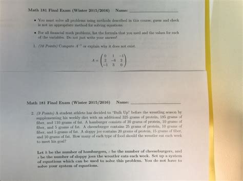 solved you must solve all problems using methods described