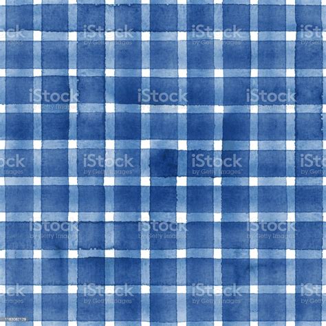 수채화 스트라이프 격자 무늬 이음새가 있는 패턴 흰색 배경의 파란색 줄무늬 기하 도형에 대한 스톡 벡터 아트 및 기타 이미지 기하 도형 깅엄 단순함 Istock