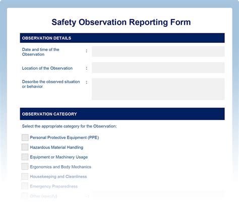 Safety Observation Report Template Free Word Pdf And Excel