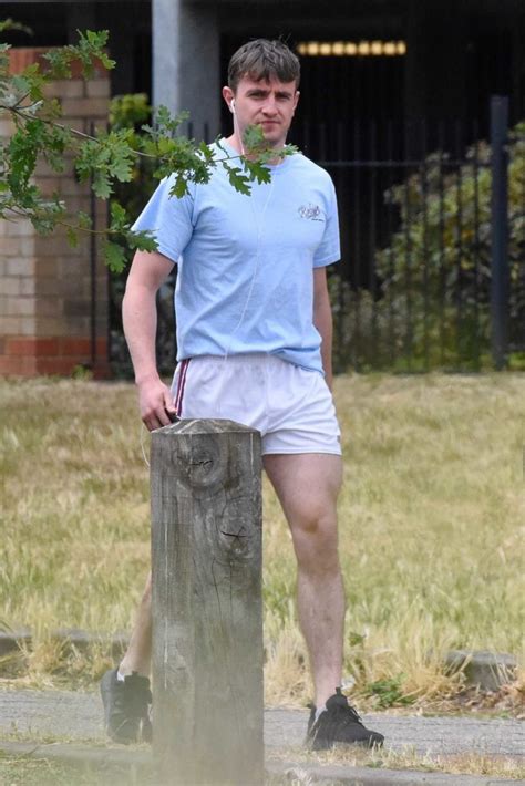 Paul Mescal In A Black Sneakers Out For A Jog In His Local Park In