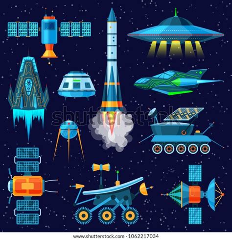 Rocket Vector Spaceship Spacecraft Satellite Lunarrover เวกเตอร์สต็อก