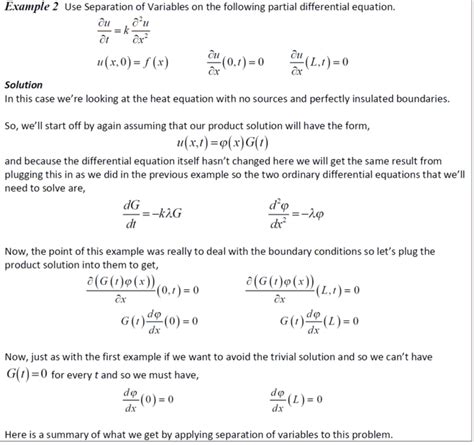 Using Separation Of Variables In Solving Partial Differential Equations