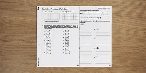 Equivalent Fractions Worksheet