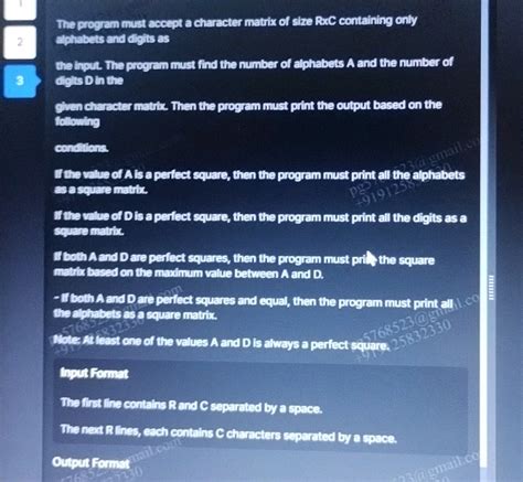 The Progam Must Accept A Character Matrix Of Studyx