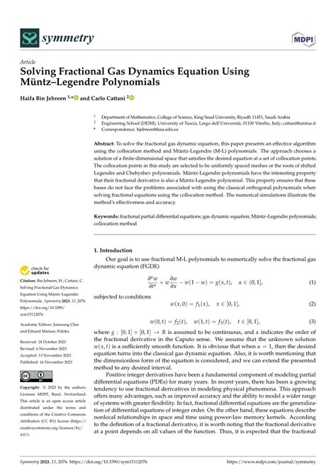Pdf Solving Fractional Gas Dynamics Equation Using Müntzlegendre