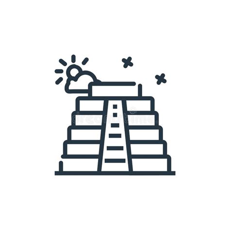 Outline Maya Pyramid Vector Icon Isolated Black Simple Line Element Illustration From Monuments
