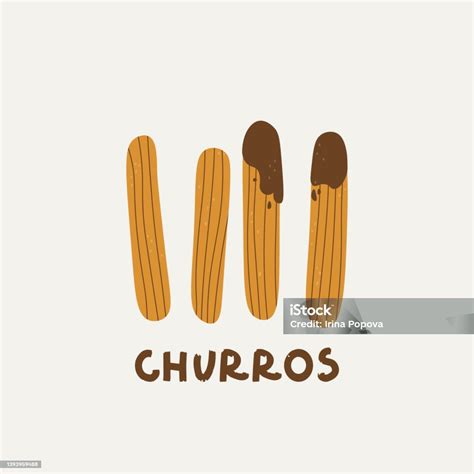 츄레리아 로고 츄로스와 초콜릿 아침 식사를위한 스페인 전통 패스트리 디자인 및 필기 텍스트에 대한 벡터 일러스트레이션 추로스에