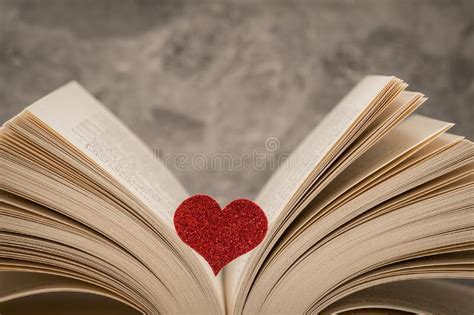 Red Heart On Open Book In Relaxation And Cozy Mood Stock Image Image Of Backdrop Celebrate