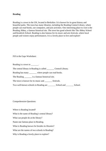 Reading Comprehension Teaching Resources
