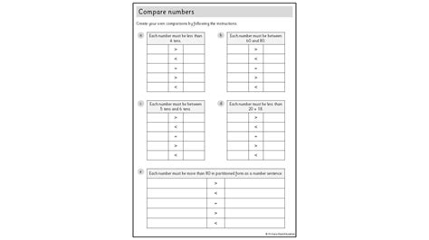 Compare Numbers Within 100 Activity Primary Stars Education