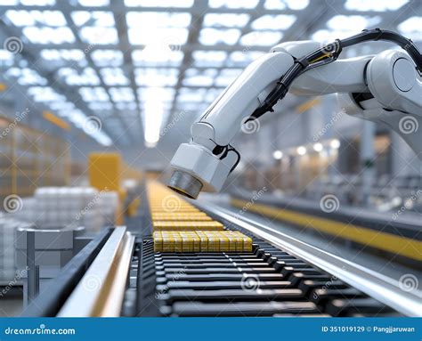 Robotic Arm Inspecting A Product On A Factory Conveyor Belt Automated Quality Control Advanced