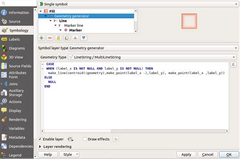 Straight Lines From Label To Feature In Qgis
