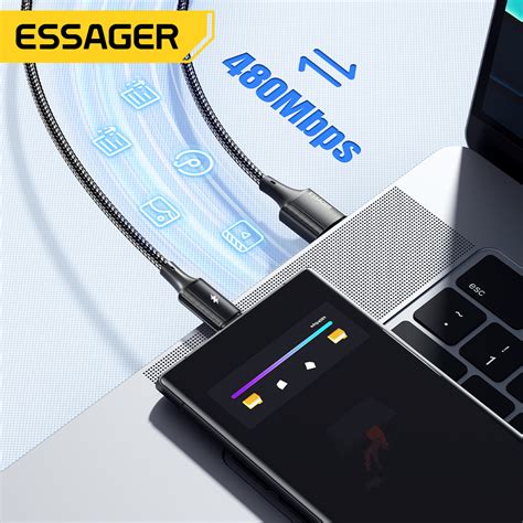 Essager Kabel Data Usb Type A To Type C Led Light W A M Exc Jj P Black