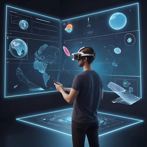 Premium Photo Augmented Reality Headset Mockup Interactive Virtual Objects In Realworld