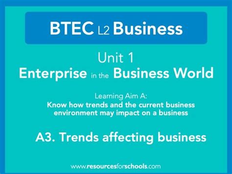 btec first business unit enterprise a3 trends affecting business