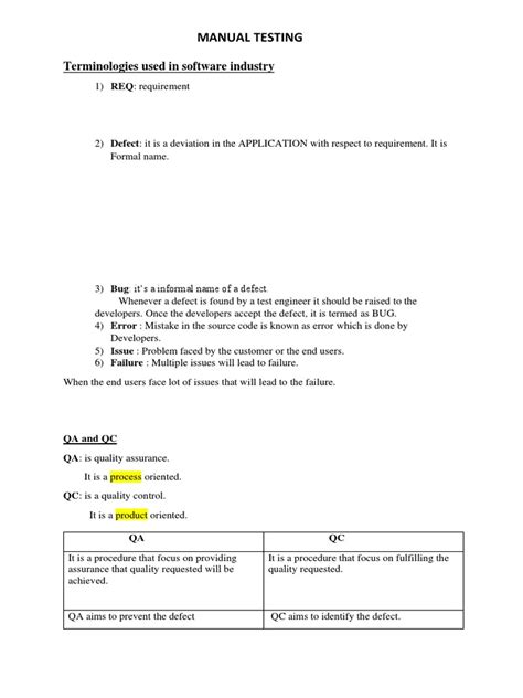 manual testing full notes pdf