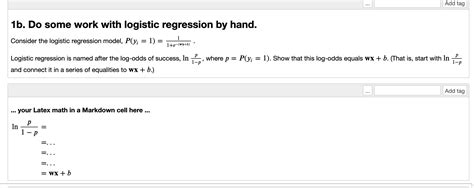 Solved 1b Do Some Work With Logistic Regression By Hand