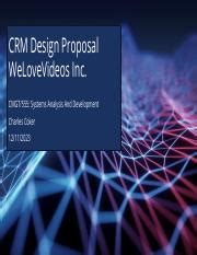 CRM Proposal Pptx CRM Design Proposal WeLoveVideos Inc CMGT Systems Analysis And