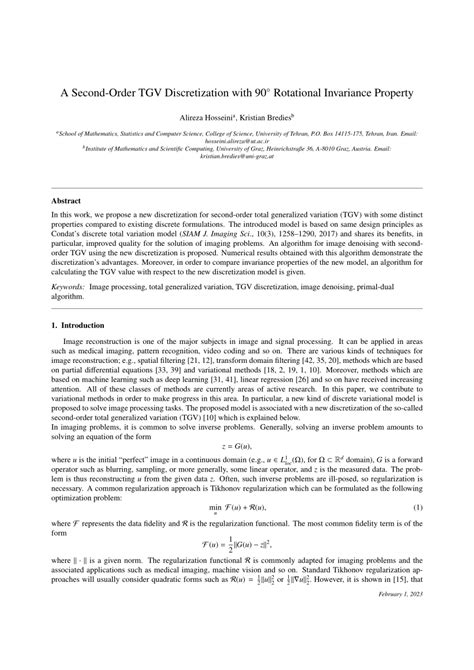 Pdf A Second Order Tgv Discretization With 90° Rotational Invariance