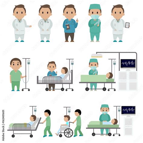 Medical Staff And Patients Different Situations Set In Hospitalclinic
