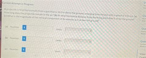 solved current attempt in progress a projectile is fired