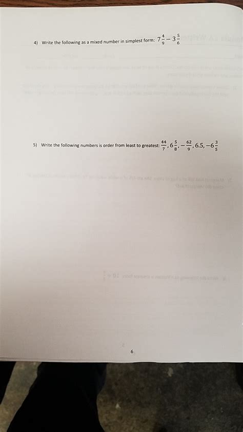 Solved 4 Write The Following As A Mixed Number In Simplest