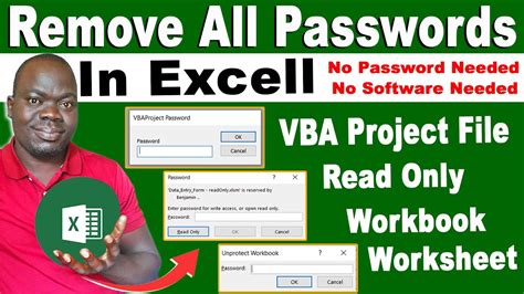 No Software Remove All Excel Passwords From Vba Project Excel Sheet