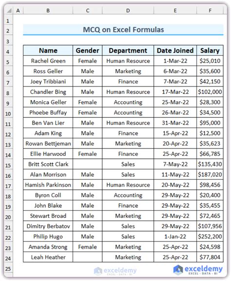 Top 50 Mcq On Excel Formulas With Answers Exceldemy