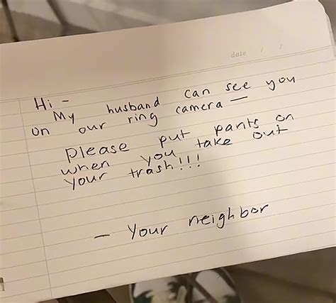 My Neighbors Left A Note Shaming Me For How I Dress While Taking Out Trash