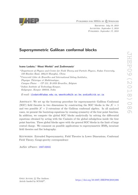 Pdf Supersymmetric Galilean Conformal Blocks