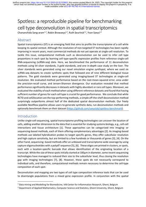 Pdf Spotless A Reproducible Pipeline For Benchmarking Cell Type