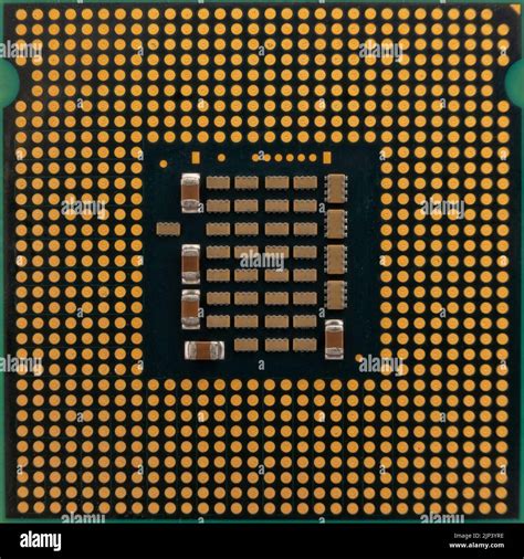 Computer CPU Processor Chip View From The Bottom Side Pin Connectors Stock Photo Alamy