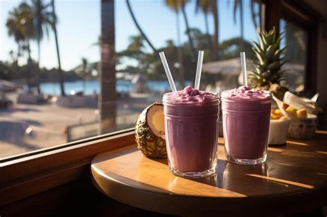 Premium Photo Smoothie De Acai In A Beachfront Kiosk