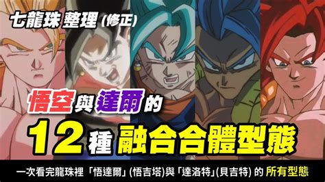 【龍珠超整理修正】孫悟空與達爾的12種融合合體強化型態 完整收入 一次看完達洛特貝吉特、悟達爾悟吉塔 動漫、電影的所有融合合體