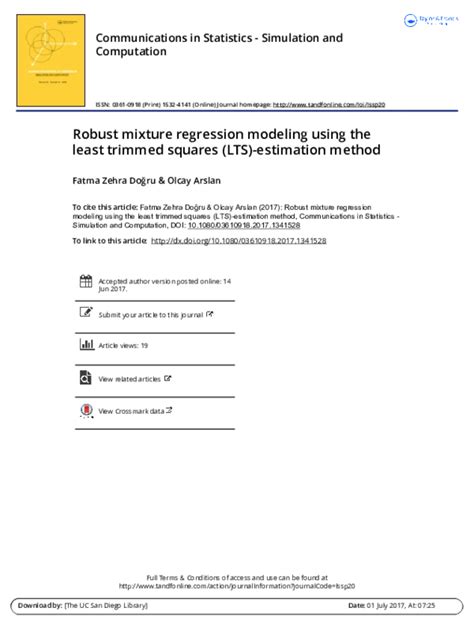 pdf robust mixture regression modeling using the least trimmed