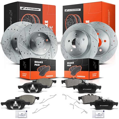 A Premium Front And Rear Drilled And Slotted Disc Brake Rotors Ceramic