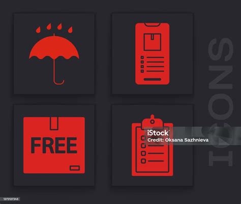 배달 목록 클립 보드 우산과 비 방울의 확인을 설정 응용 프로그램 배달 추적 및 무료 기호 아이콘 골판지 상자와 휴대 전화 벡터