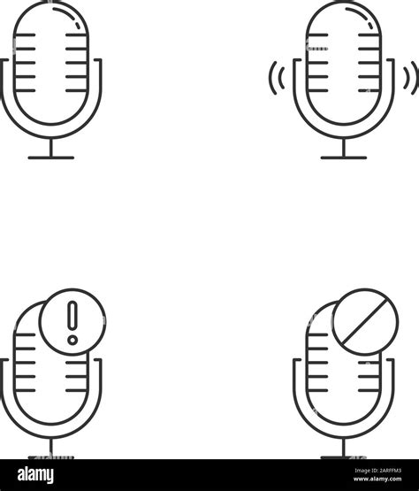Microphone Using Modes Linear Icons Set Voice Control Sound Recorder Installation Speech
