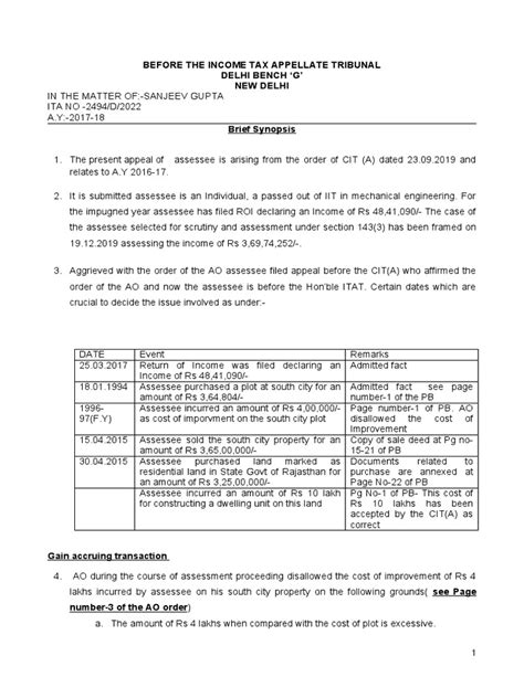 Synopsis Of The Case Pdf Taxes Expense