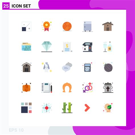 Mobile Interface Flat Color Set Of 25 Pictograms Of Home Equipment Ball Electronic Devices