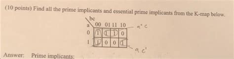 Solved 10 Points Find All The Prime Implicants And