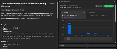 📈 Maximum Difference Between Increasing Elements Leetcode 2016 C Python Javascript