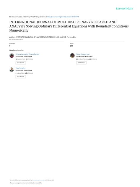 40 Ijmrasolving Ordinary Differential Equationswith Boundary Conditions Pdf Numerical