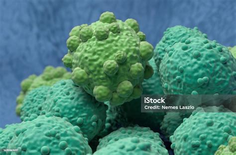 Lymphoma Leukemia Blood Cancer Cells Closeup 3d Render Illustration