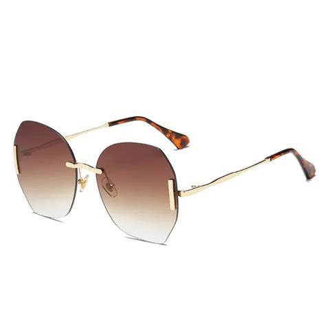 Buy Rimless Hexagon Sunglass 2018 Brand Designer Cat