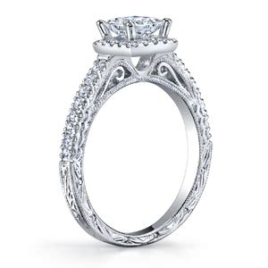 Clara Vintage Princess Cut Halo Ring With Scroll Work 34 Ctw 313htm