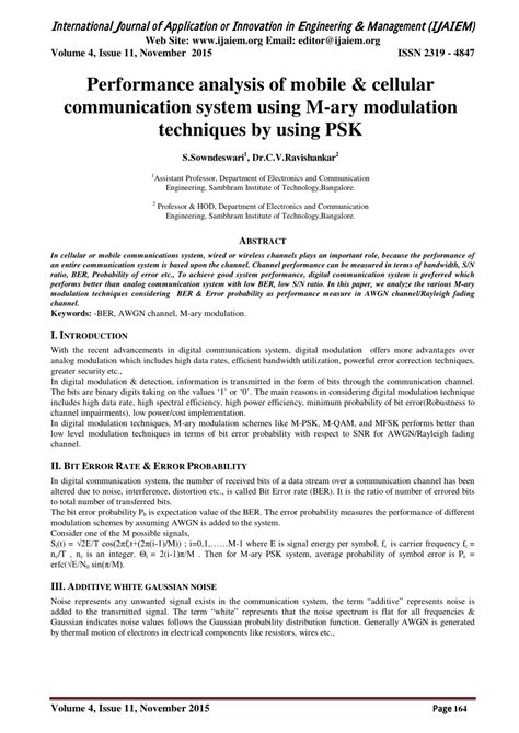 Pdf Performance Analysis Of Mobile And Cellular Communication Systems Using M Ary Modulation